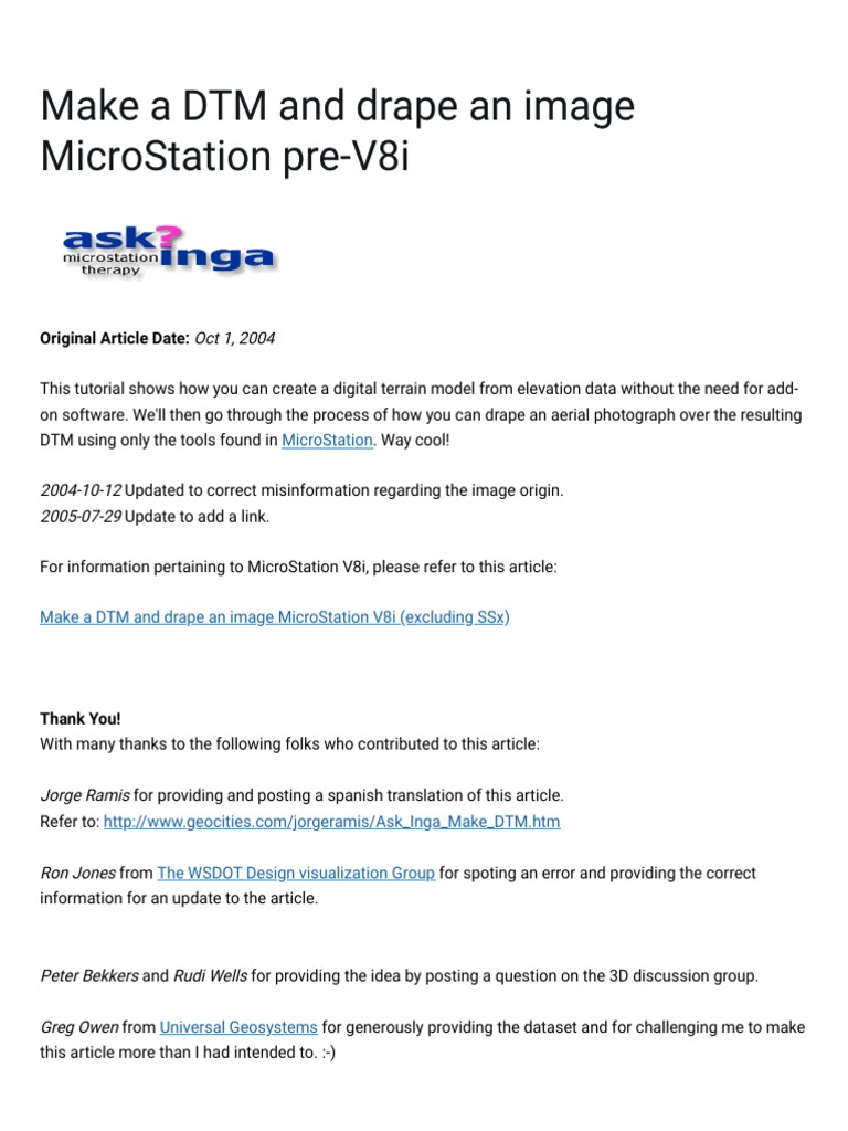 Make A DTM and Drape An Image MicroStation Pre-V8i - AskInga Community Wiki - AskInga - Bentley ...