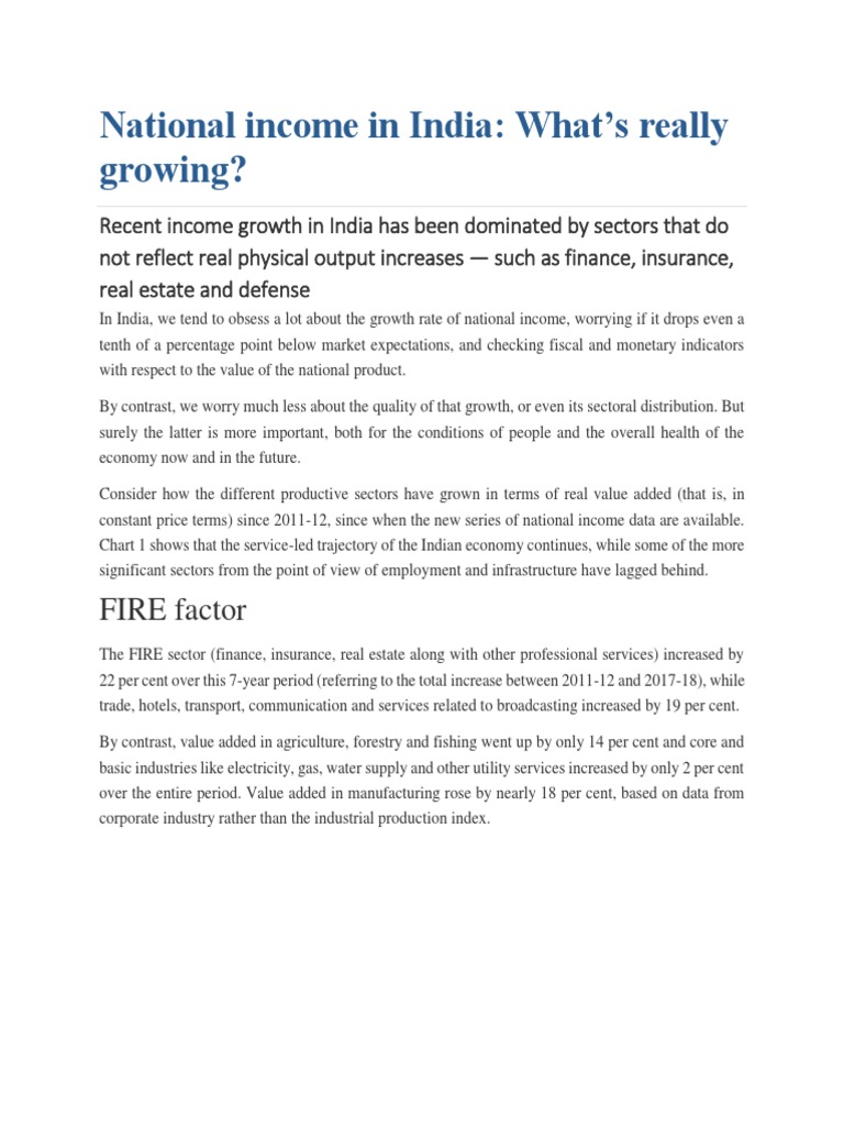 India's National Income Growth Analysis | PDF | Measures Of National ...