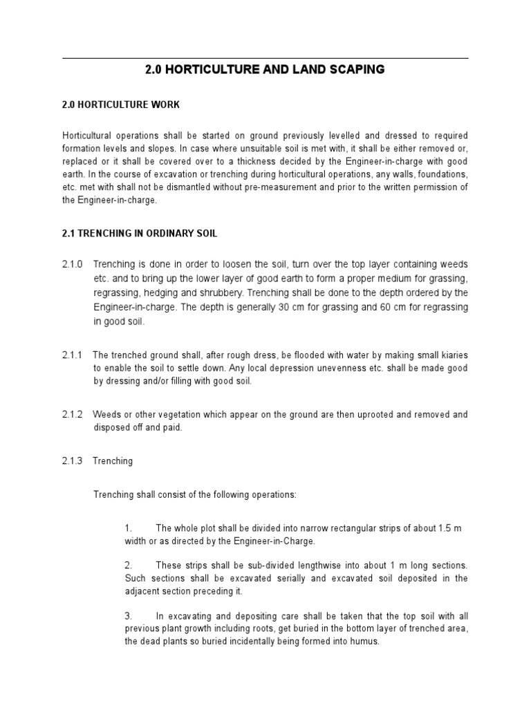 Technical Specs Landscaping | PDF | Lawn | Manure