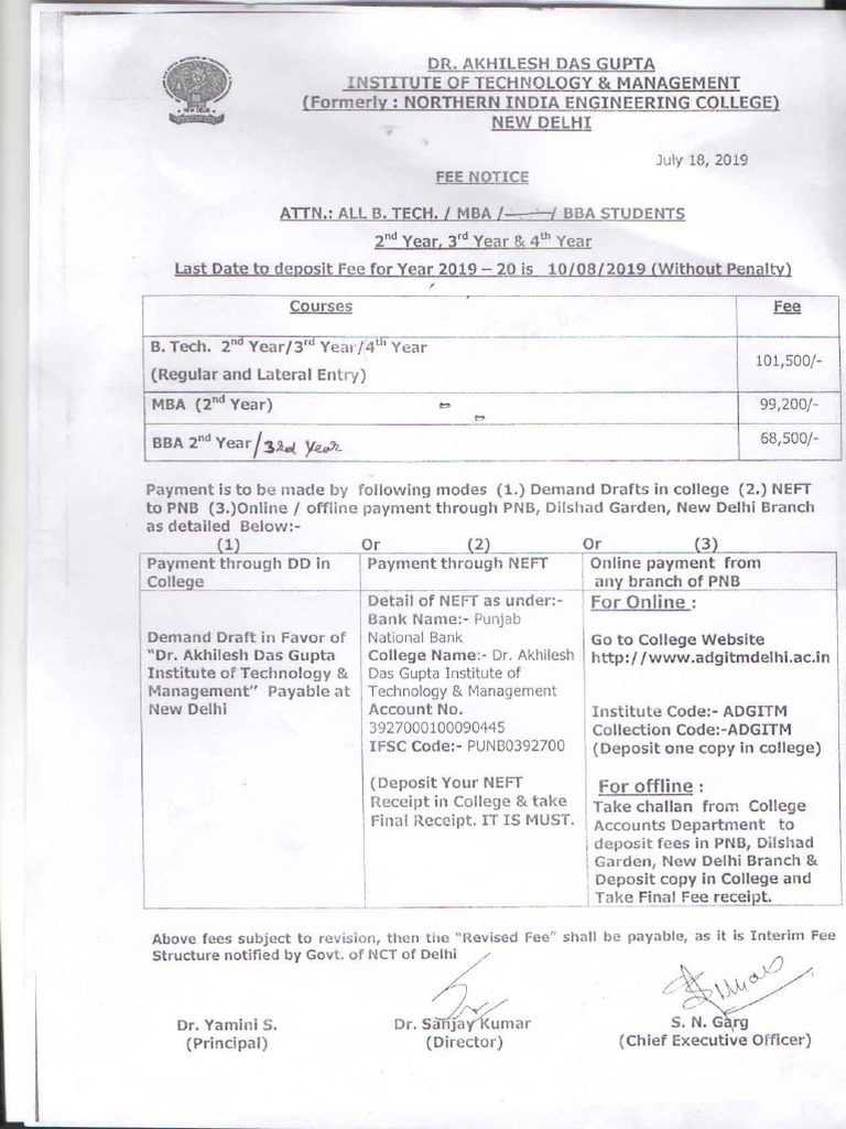 Fees Circular 19 20 1 8 19 | PDF