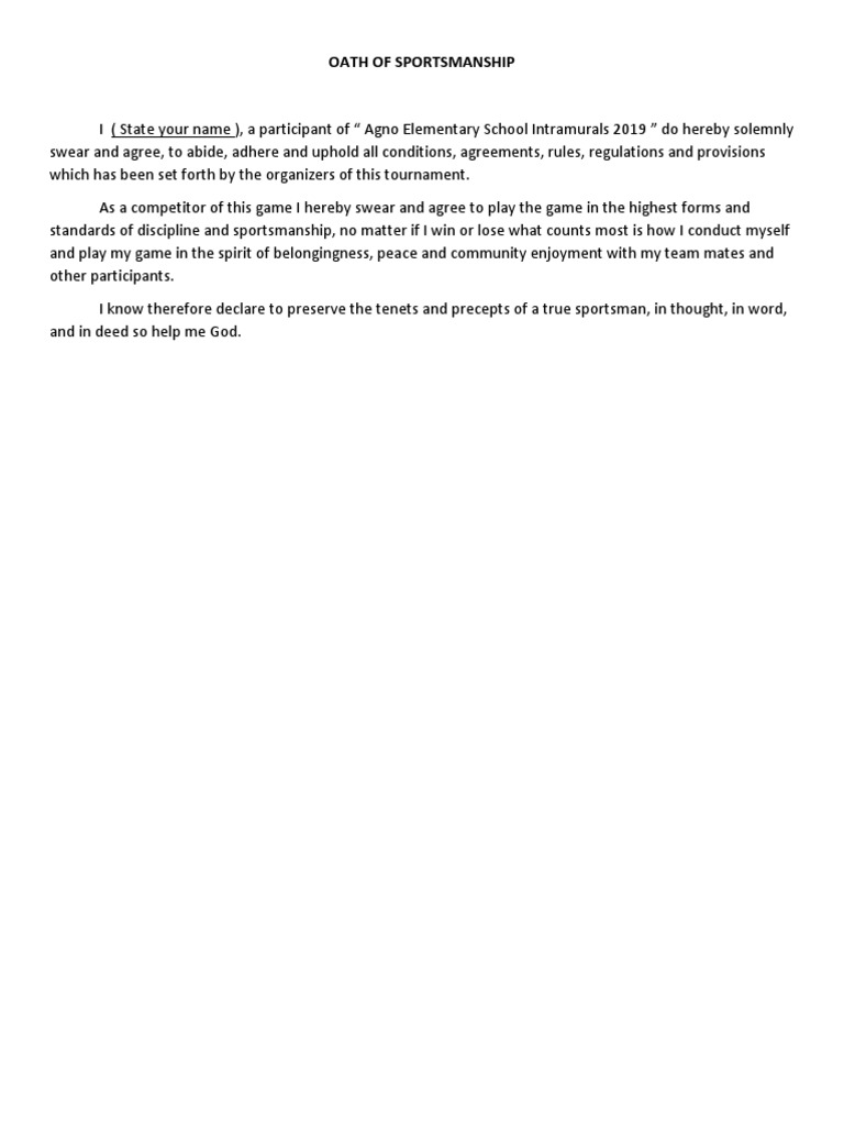 Oath of Sportsmanship | PDF
