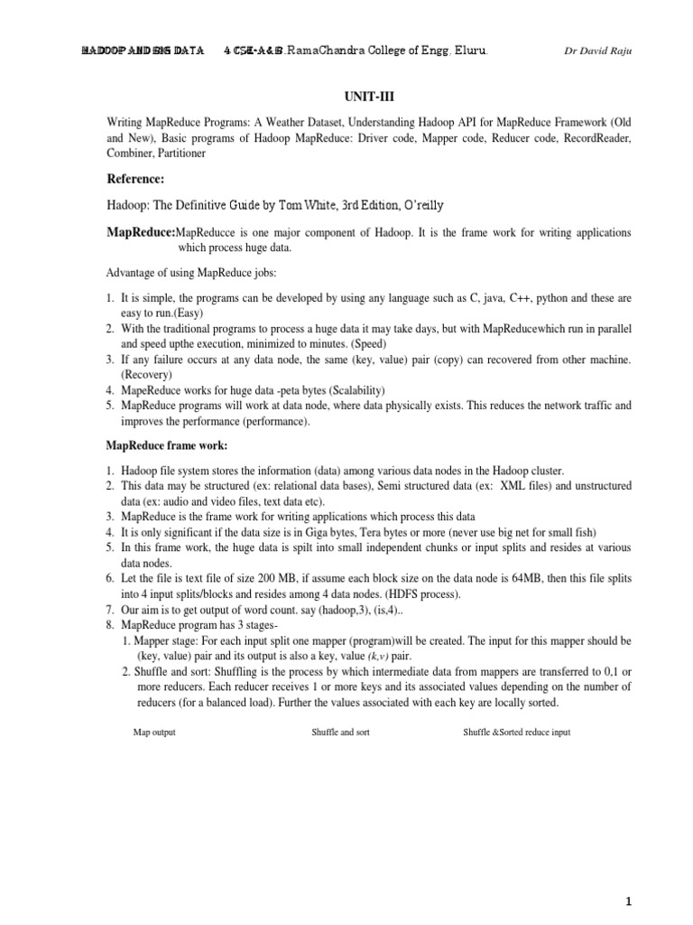 Hadoop Unit III DR David | PDF | Parameter (Computer Programming) | Apache Hadoop