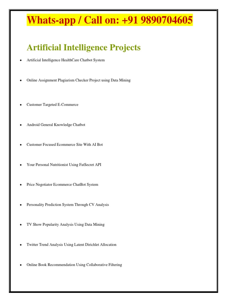 Artificial Intelligence Projects | PDF