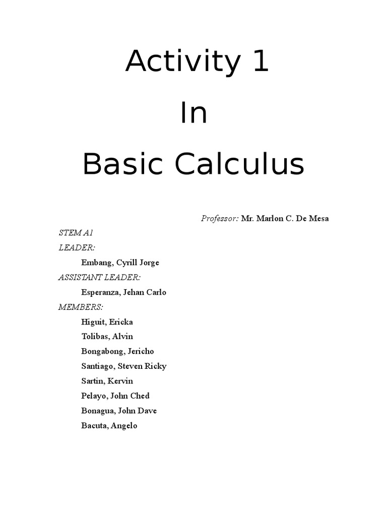 Basic Calculus Activity 1 | PDF | Derivative | Velocity