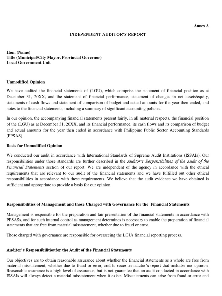 Revised IAR - Unmodified | PDF | Audit | Auditor's Report