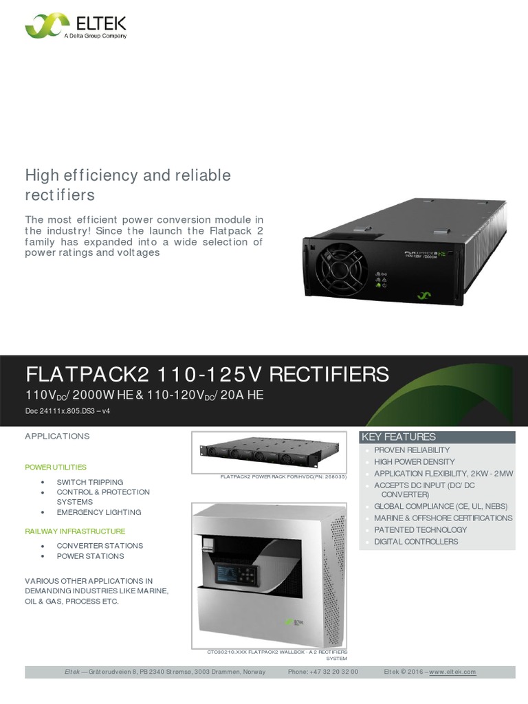 Datasheet Flatpack2 110-125V Rectifiers | PDF | Rectifier | Electromagnetism