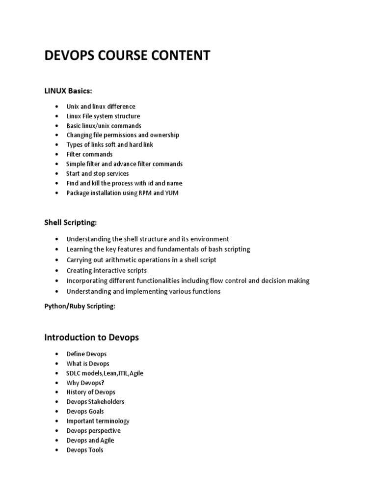 Devops Course Content: LINUX Basics | PDF | System Software | Software ...