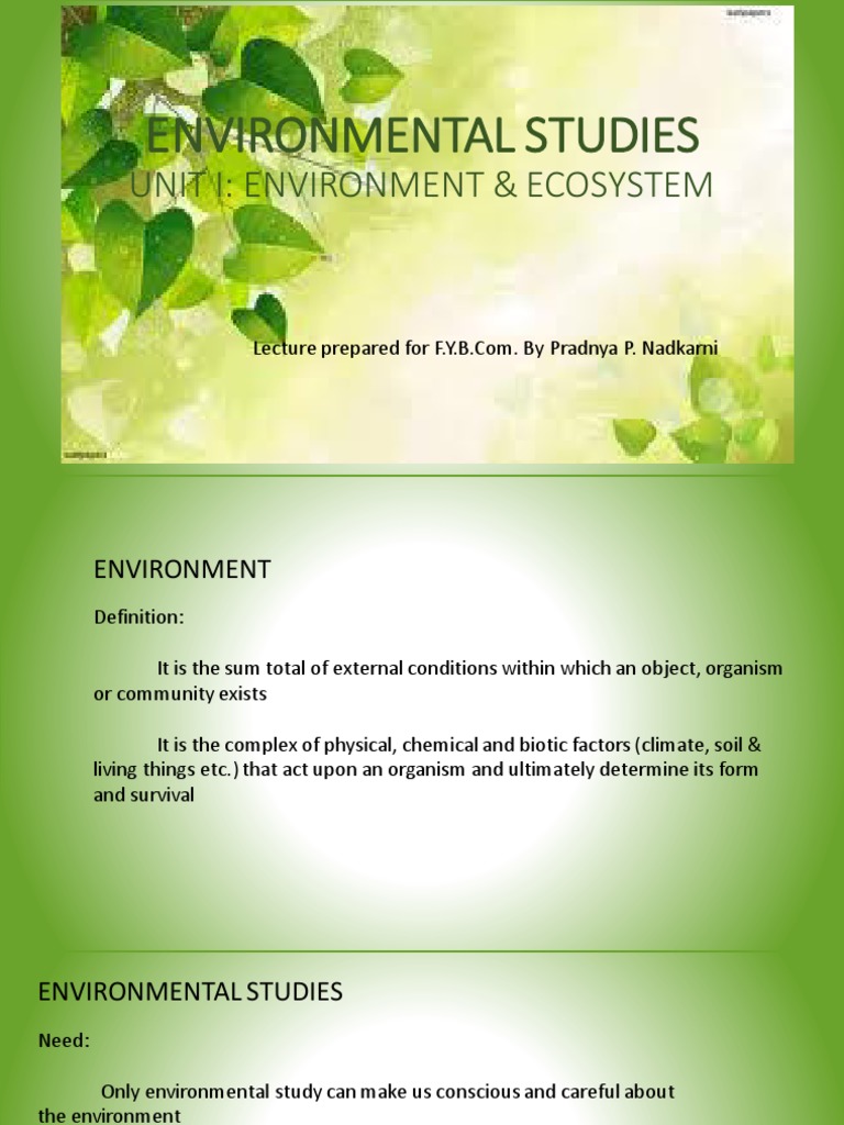 Understanding Environment and Ecosystems | PDF