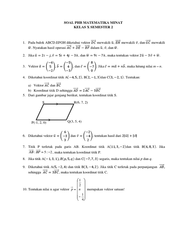 Soal PHB Matematika Minat | PDF
