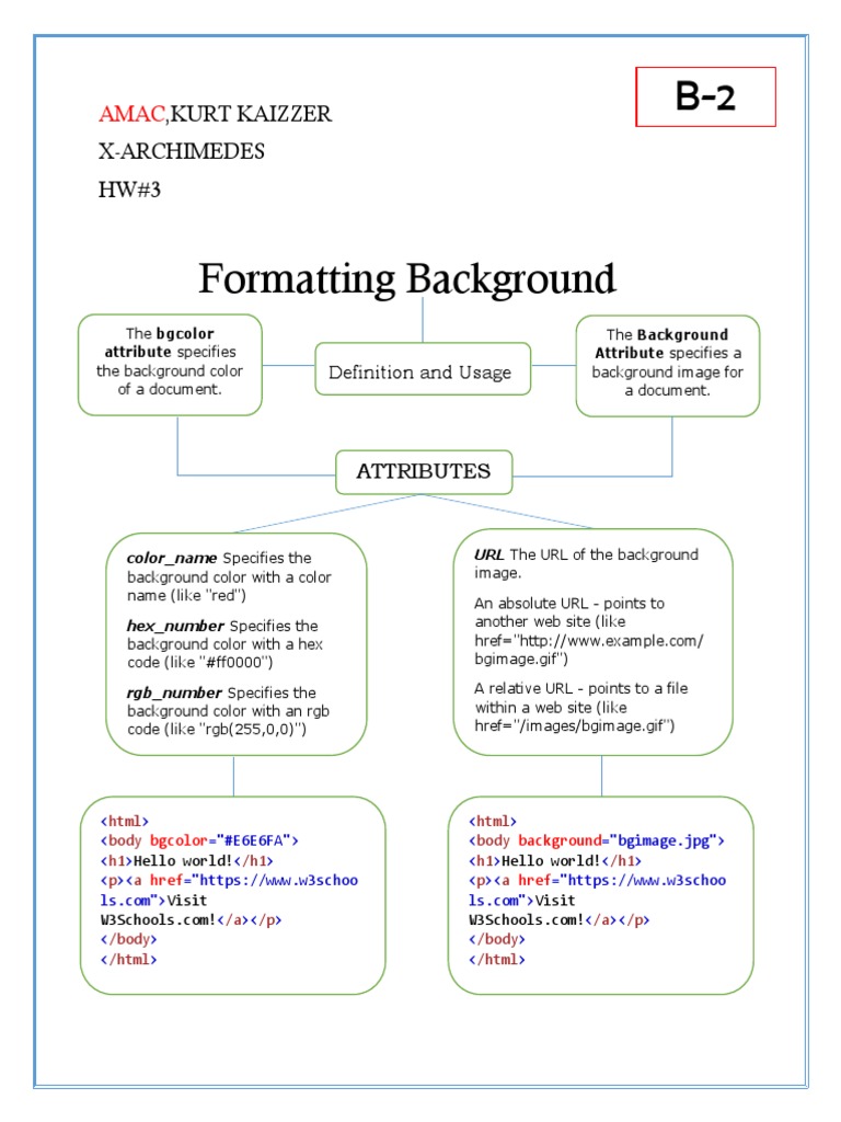 Formatting Background (Background Image) (Background Color) | PDF