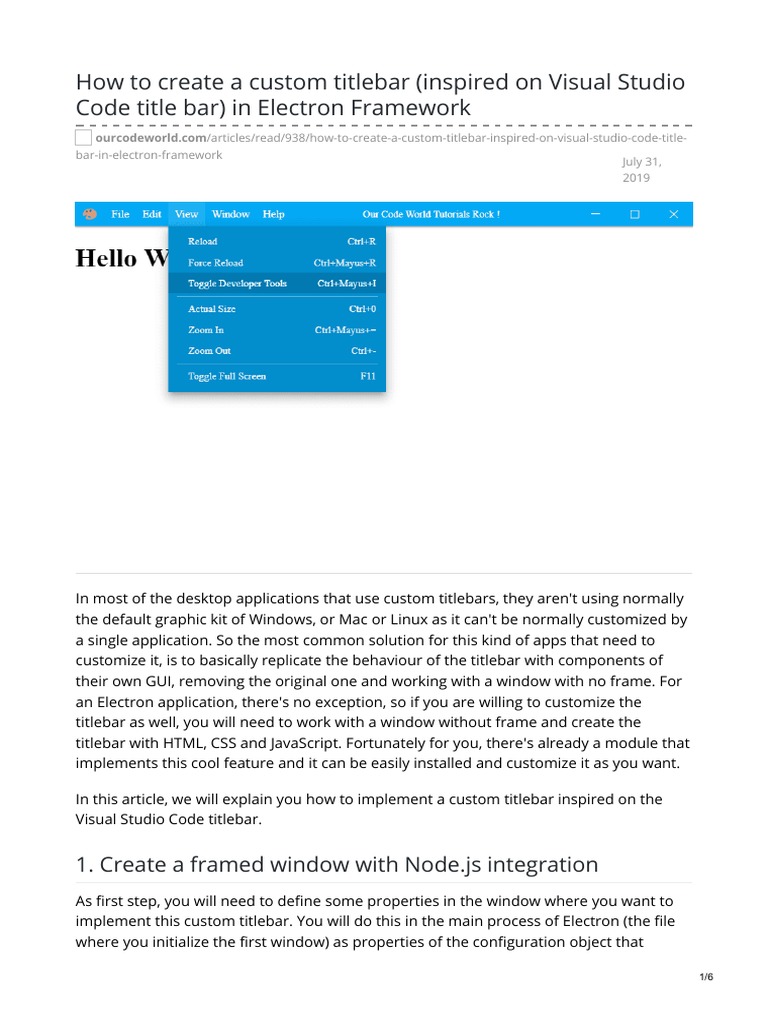 Custom Titlebar in Electron Guide | PDF | Java Script | Application Software