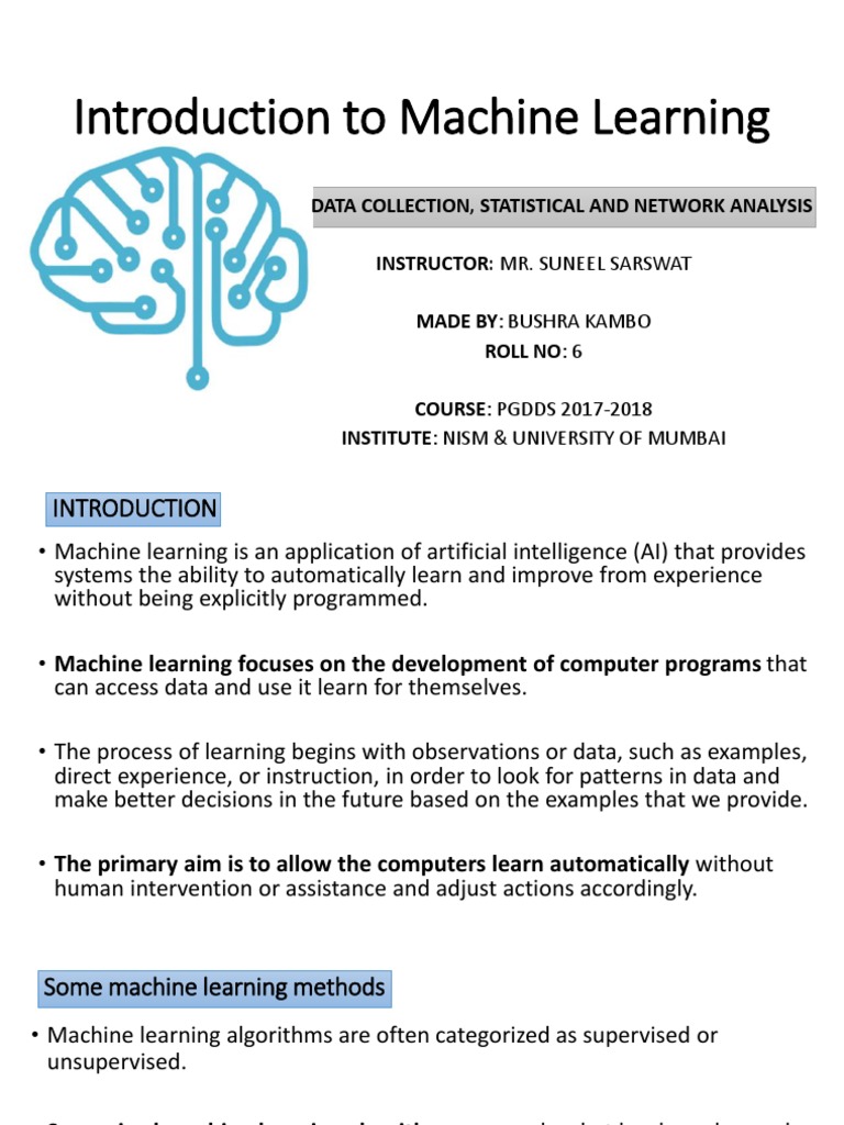 Machine Learning Presentation Bushra Kambo Roll No 6 | PDF | Machine ...