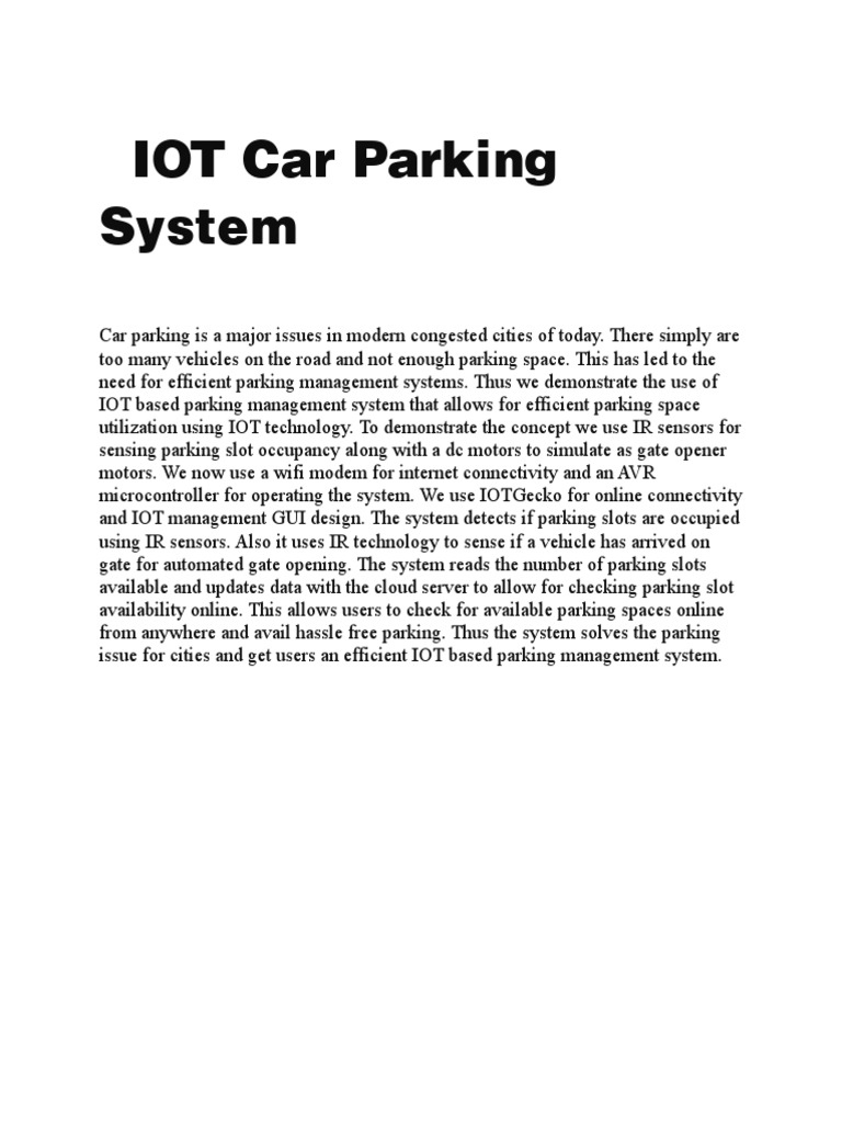 IOT Car Parking System | PDF