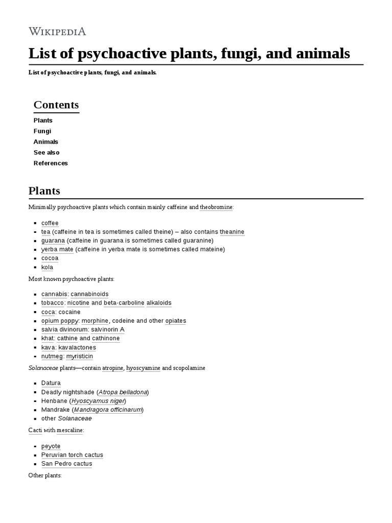 List of Psychoactive Plants, Fungi, and Animals | PDF | Psychoactive ...