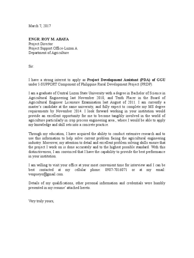 Application Letter PSO | PDF