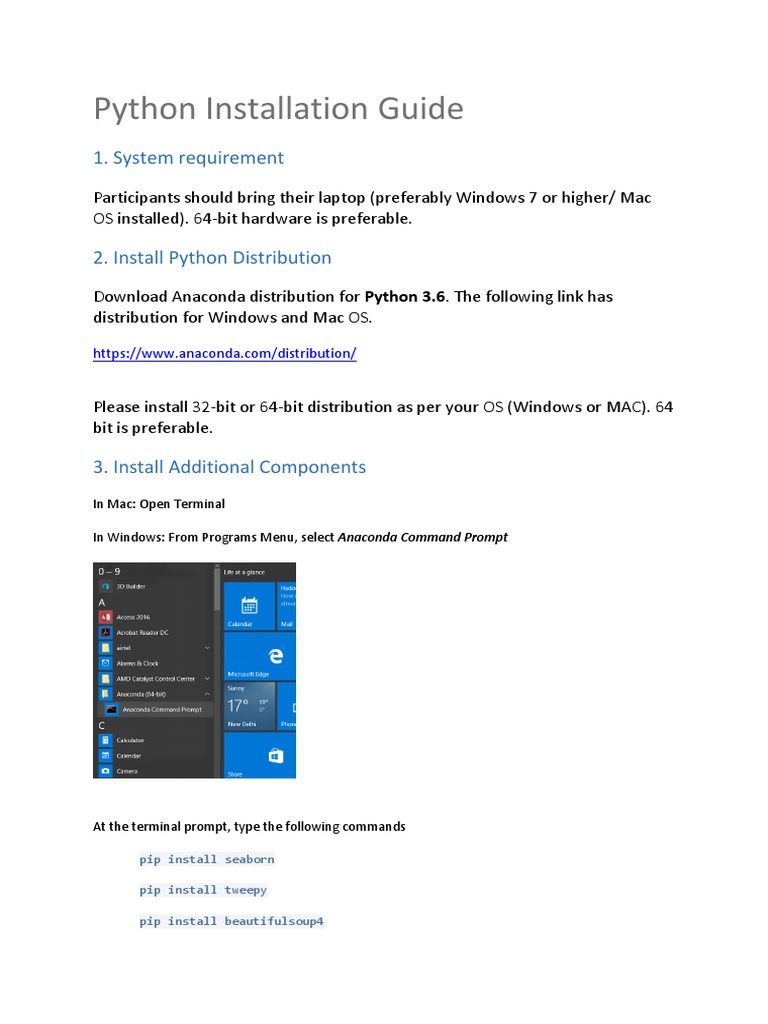 Python Installation Guide: 1. System Requirement | PDF