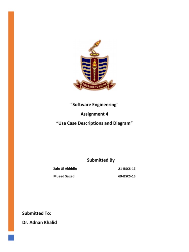 "Software Engineering" Assignment 4 "Use Case Descriptions and Diagram ...