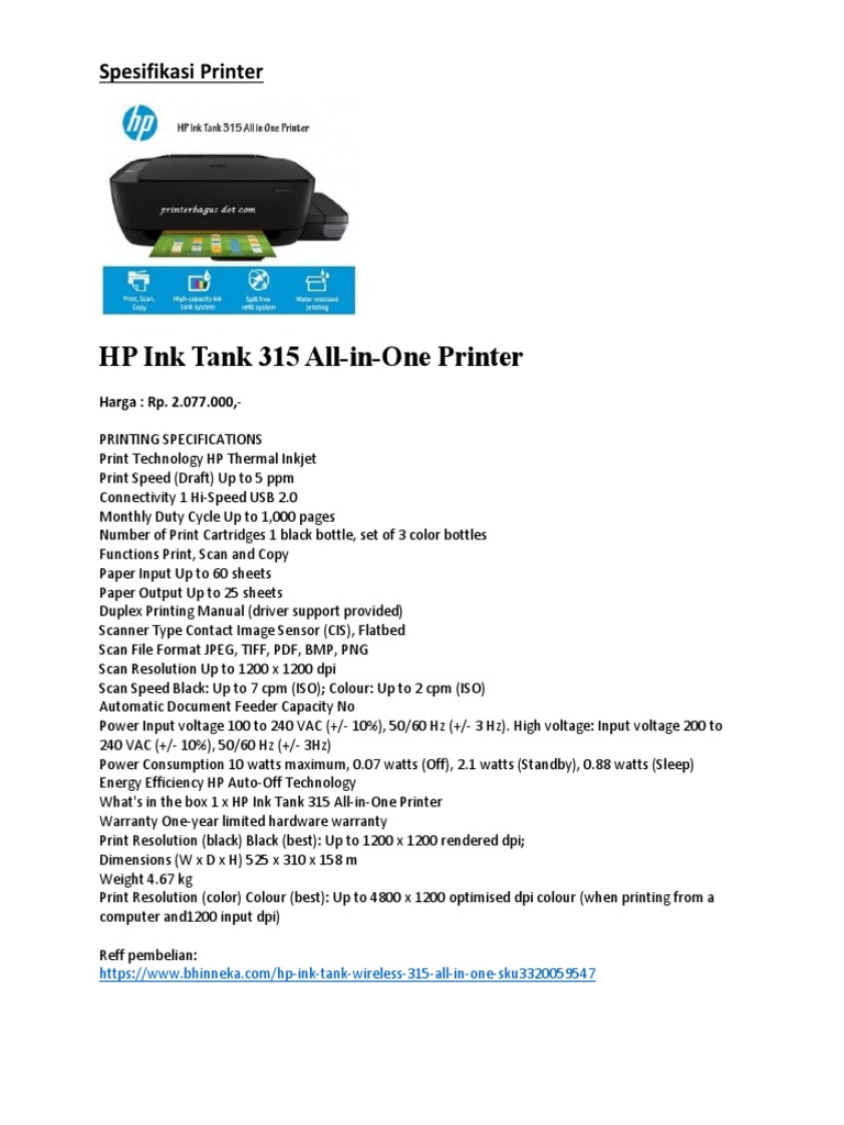 Spesifikasi Printer Dan Komputer | PDF