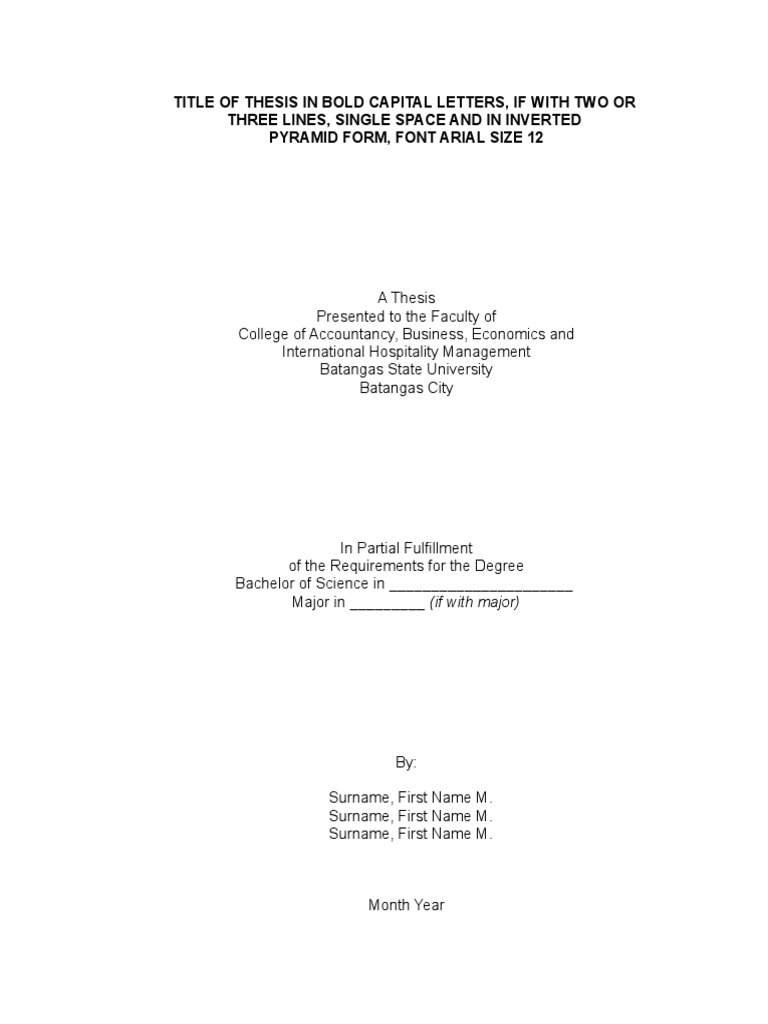 BSU Thesis Preliminary Pages Format | PDF | Thesis | Inquiry