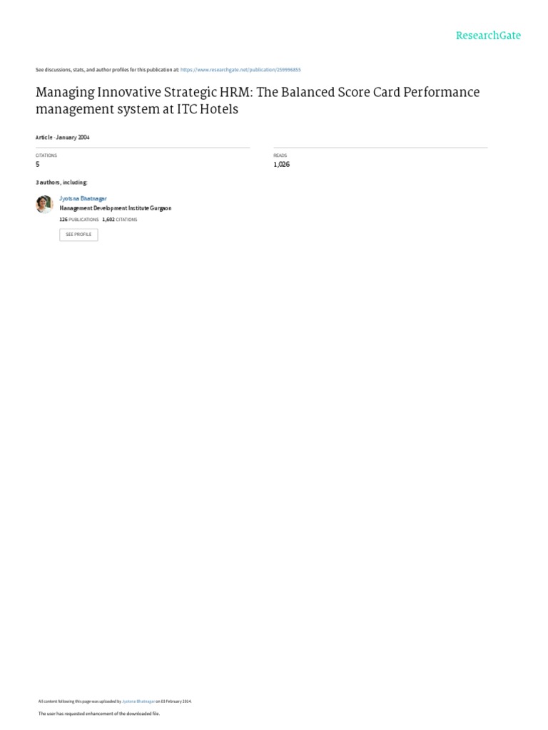 ITC - Balanced Scorecard | PDF | Human Resource Management | Strategic ...