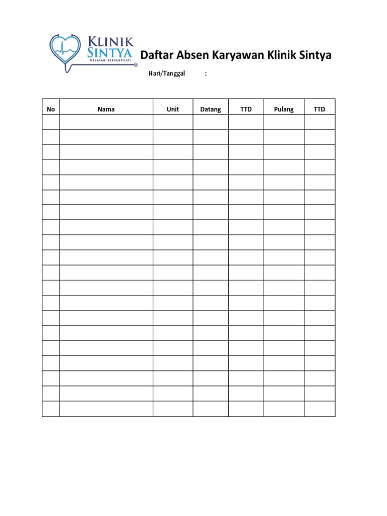 Daftar Absen Karyawan Manual | PDF