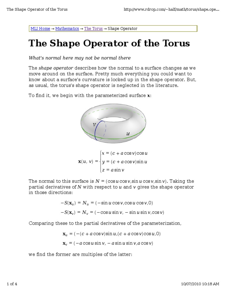 Shape Operator | PDF | Curvature | Trigonometric Functions
