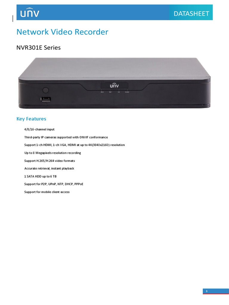 Network Video Recorder: NVR301E Series | PDF | Hdmi | Computer Standards