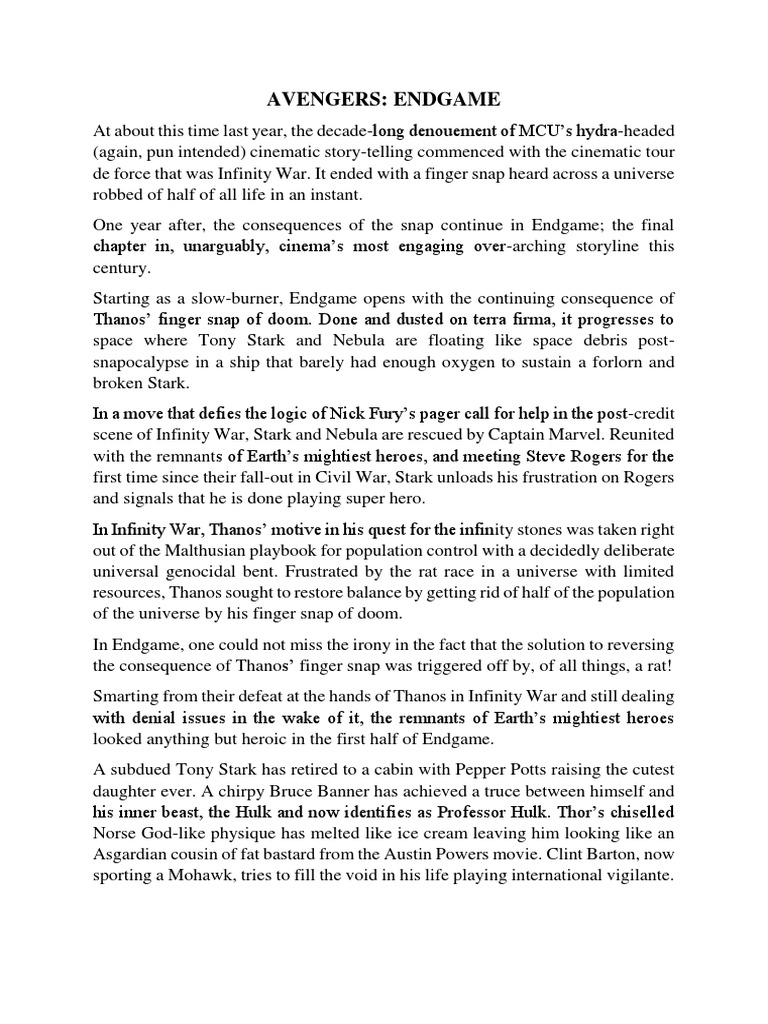 AVENGERS Endgame | PDF | Marvel Entertainment | Marvel Comics