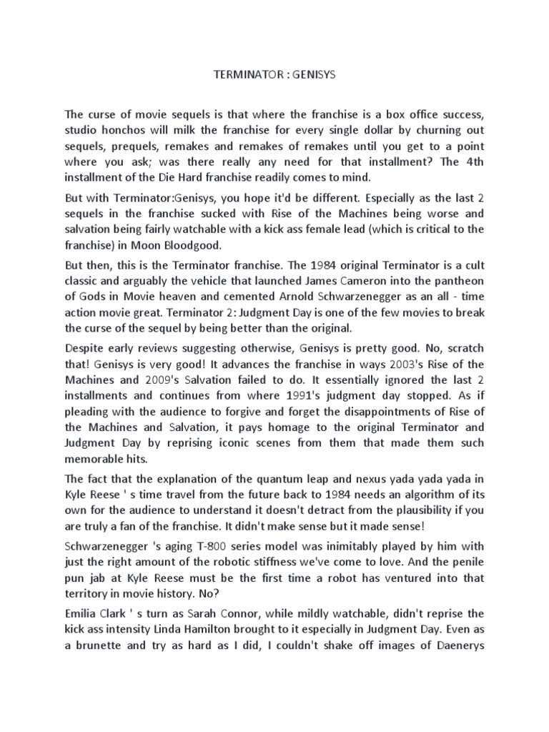 Terminator Pdf Terminator Franchise