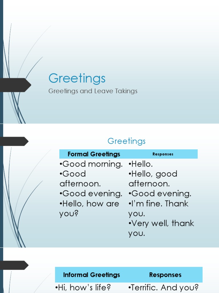 Greetings: Greetings and Leave Takings | PDF