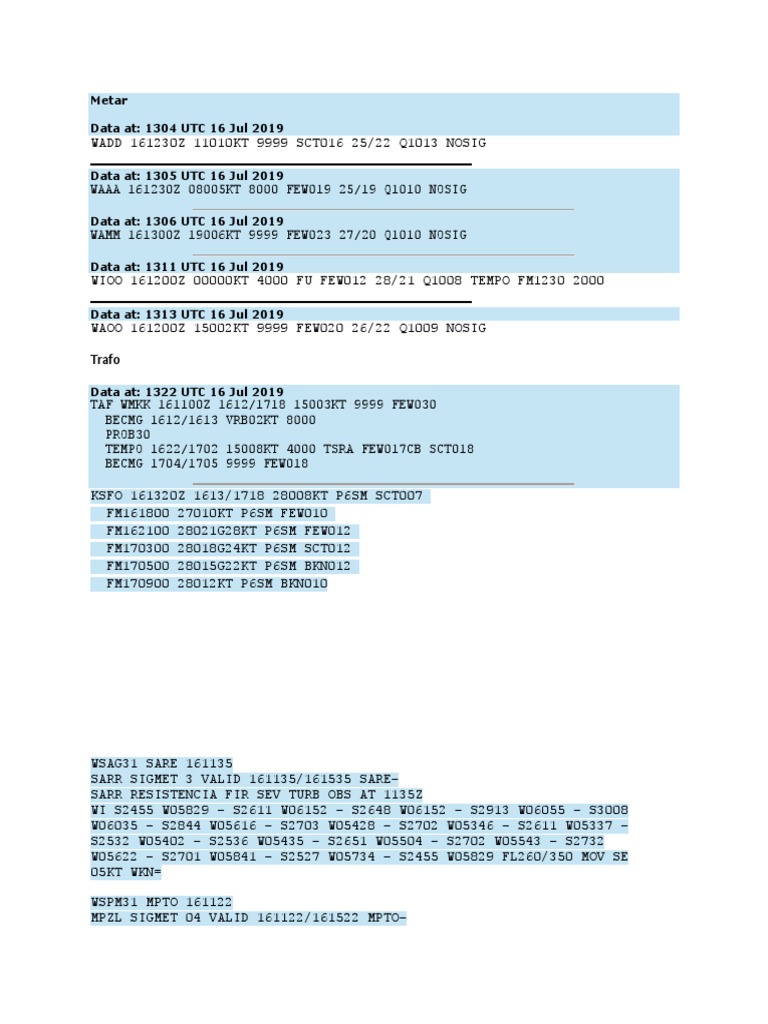 Metar | PDF | Branches Of Meteorology | Meteorology