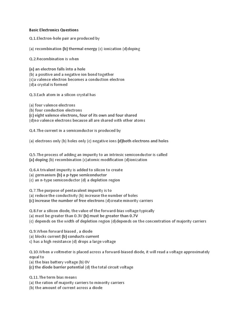 Basic Electronics Q | PDF | Operational Amplifier | Rectifier
