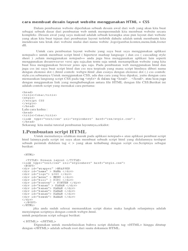 Cara Membuat Desain Layout Website Menggunakan Html Pdf