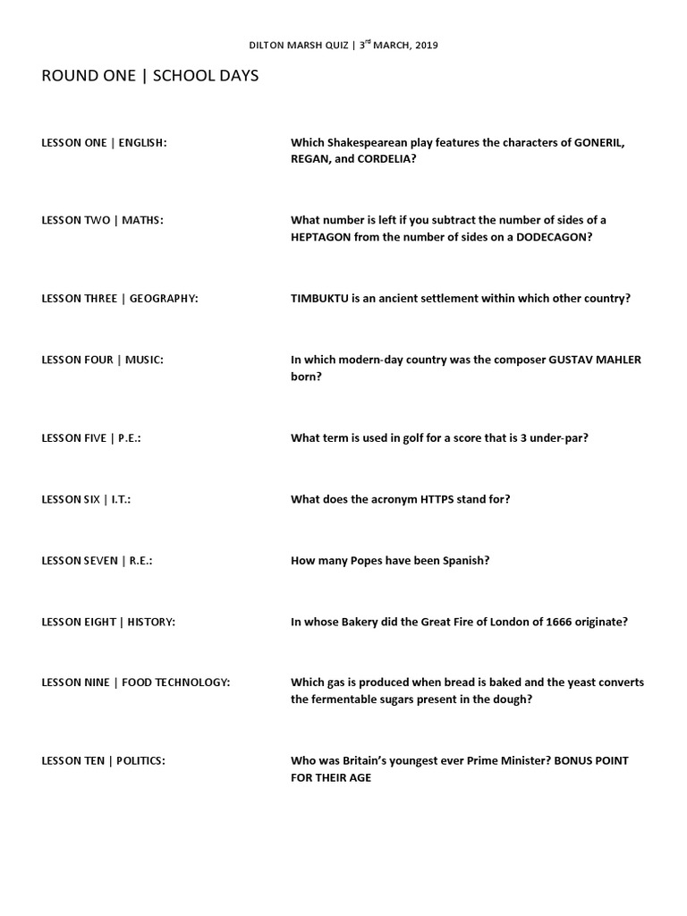 Another Five-Round Pub Quiz | PDF | As You Like It