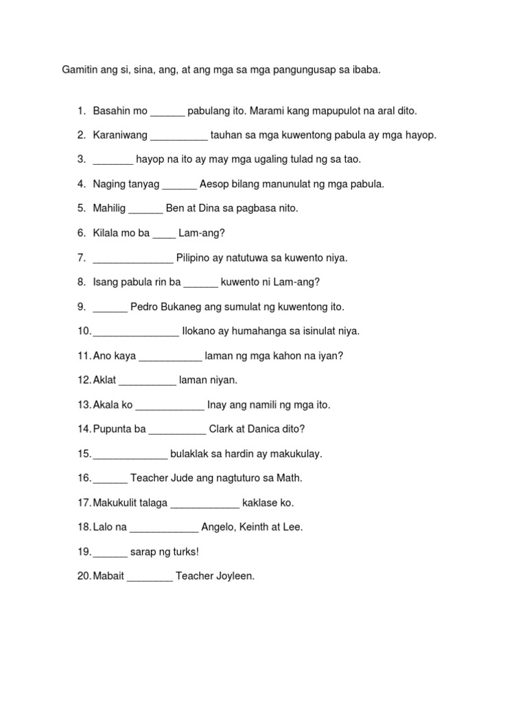 Filipino Grade 3 Short Quiz | PDF