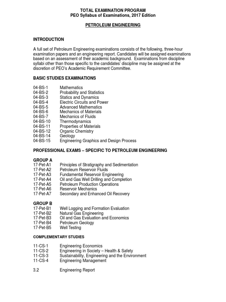 Total Examination Program PEO Syllabus of Examinations, 2017 Edition ...