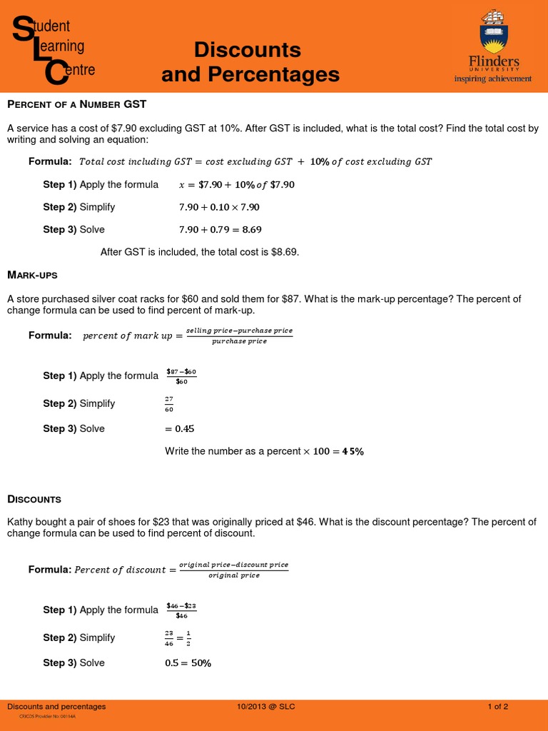 Discount and Percentage | PDF | Percentage | Teaching Mathematics