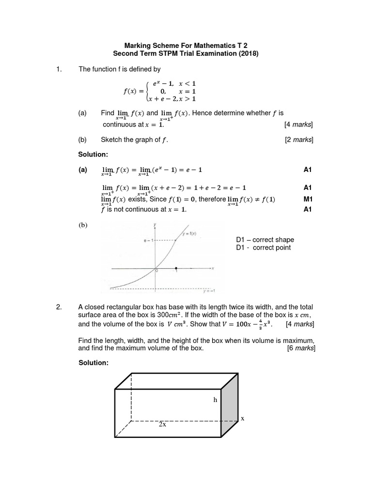Lim Lim: Marking Scheme For Mathematics T 2 Second Term STPM Trial ...