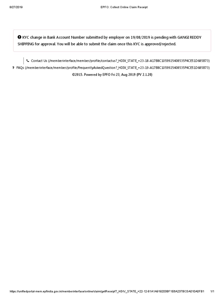 EPFO - Collect Online Claim Receipt PDF | PDF | Business