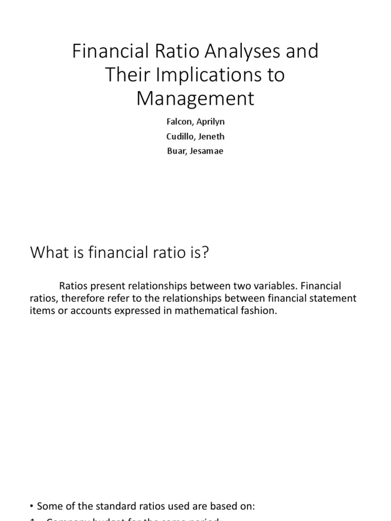 Financial Ratio Analyses and Their Implications To Management | PDF ...