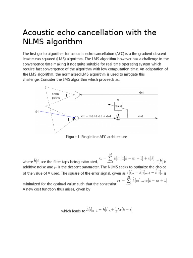 NLMS Algorithm for Echo Cancellation | PDF | Computers