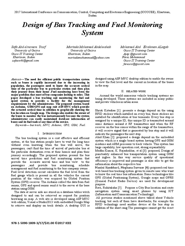 Design of Bus Tracking and Fuel Monitoring System | PDF | Model–View ...