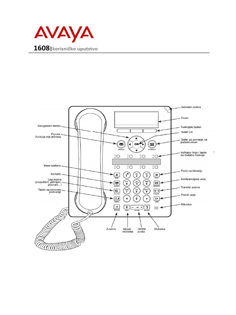 Avaya 1608 Korisnicko Uputstvo | PDF