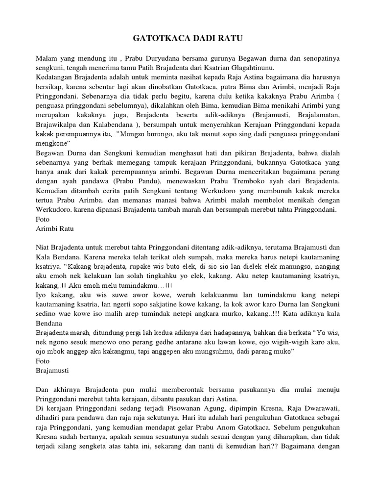 Teks Gatotkaca | PDF