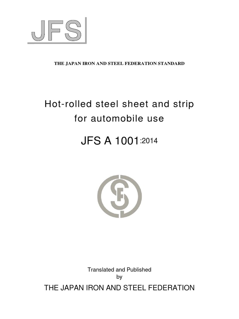 JFS A 1001: Hot-Rolled Steel Sheet and Strip For Automobile Use | PDF ...