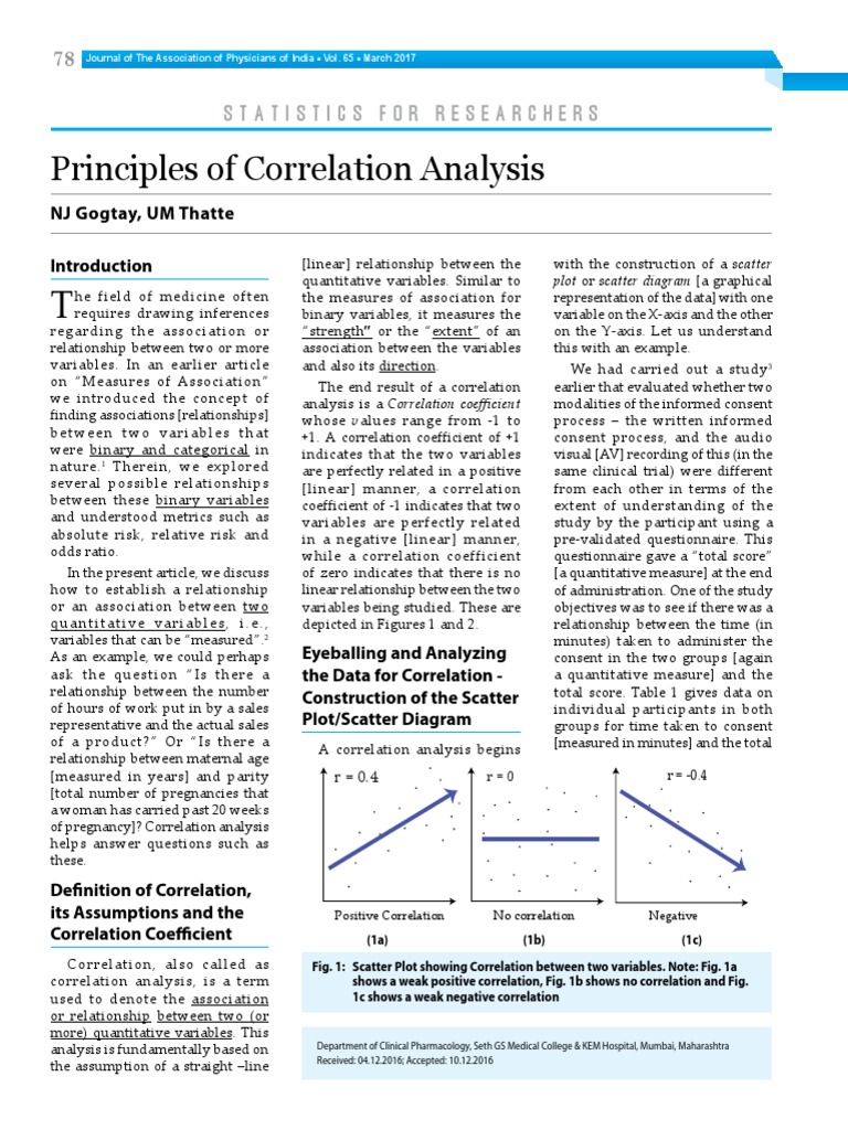 Principles of Correlation Analysis: Statistics For Researchers | PDF ...