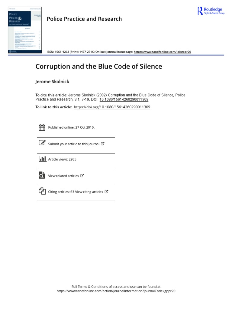 Police Corruption & Blue Code | PDF | Police | Prosecutor