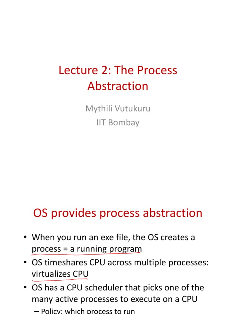 Operating Systems Process Abstraction Pdf