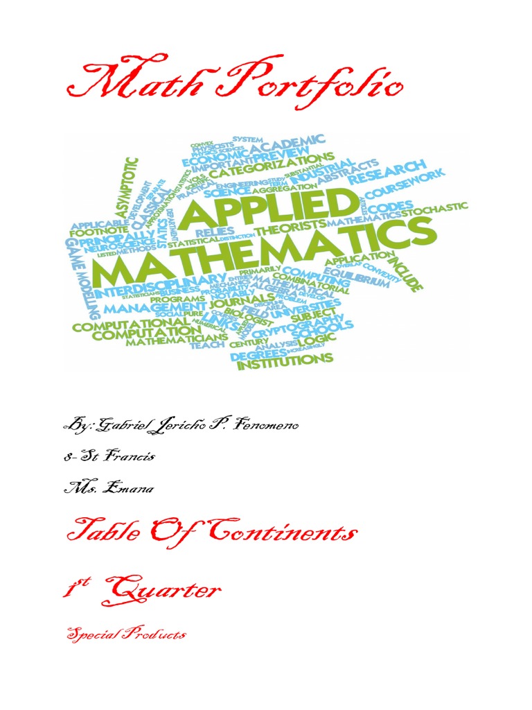 Math Portfolio 1 | Download Free PDF | Factorization | Multiplication