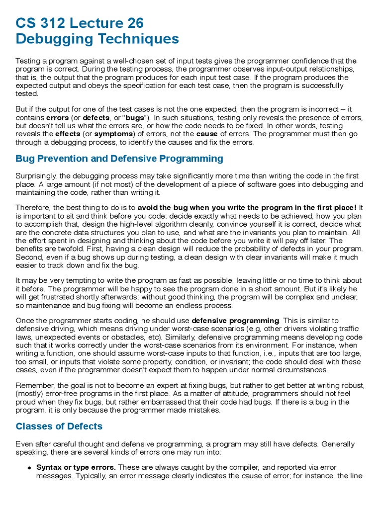 Debugging Pdf Software Bug Debugging